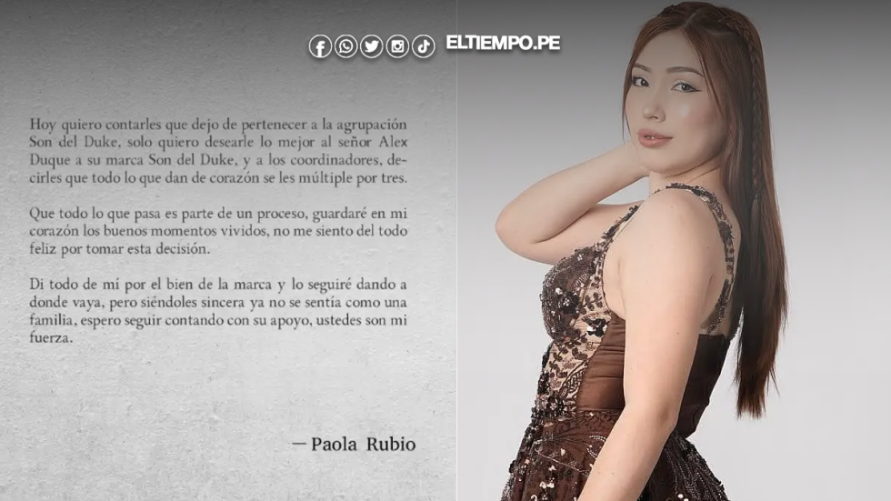 Paola Rubio anuncia su salida de Son del Duke - El Tiempo